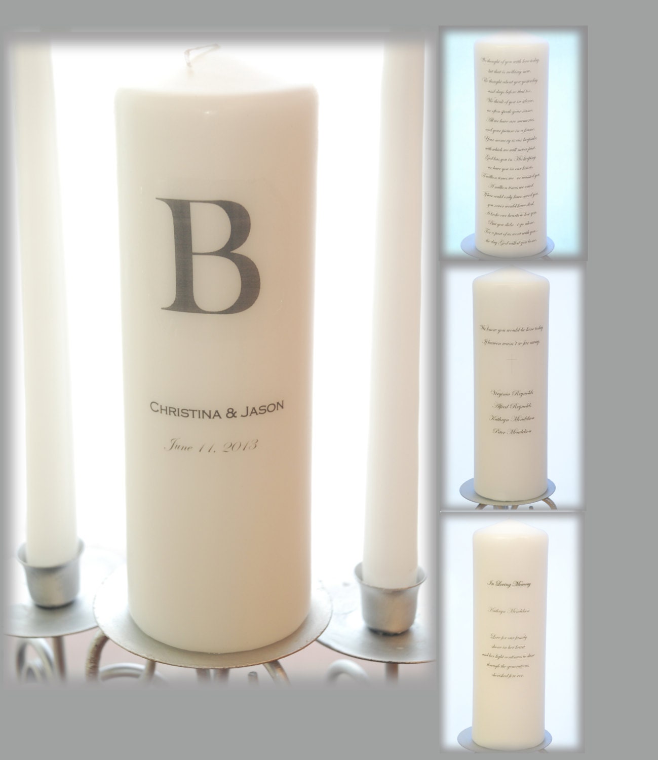 Personalized Unity Candle Set with Monogram and Memorial | Etsy