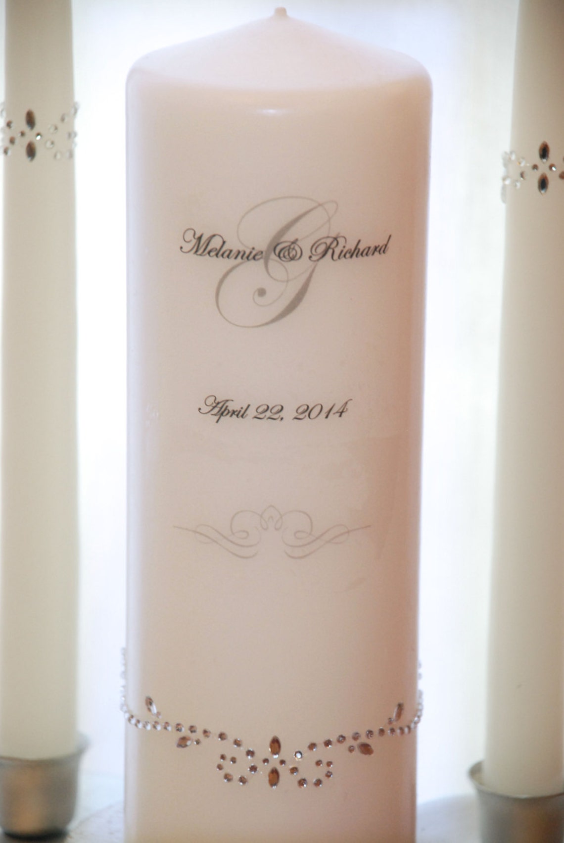 BLING Personalized Unity Candle Set With Monogram, Wedding Candles ...