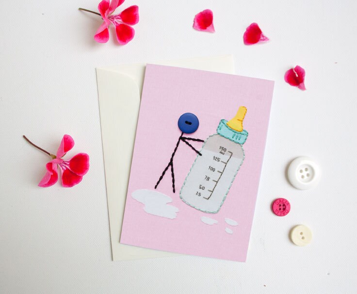 New Baby Greeting Card With Mr. Buttonman, Baby Shower Card, Baby Gift ...