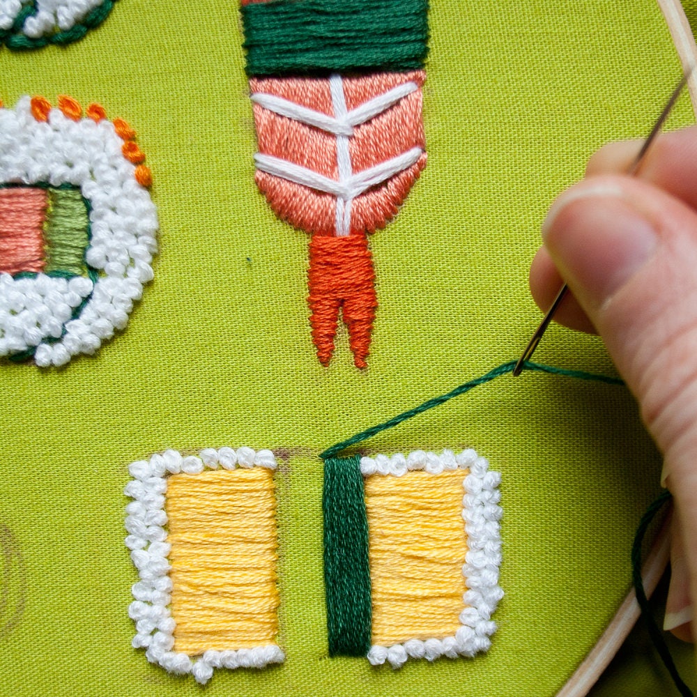 Sushi Roll Hoop Art- PDF Digital Download- Embroidery Pattern- DIY ...
