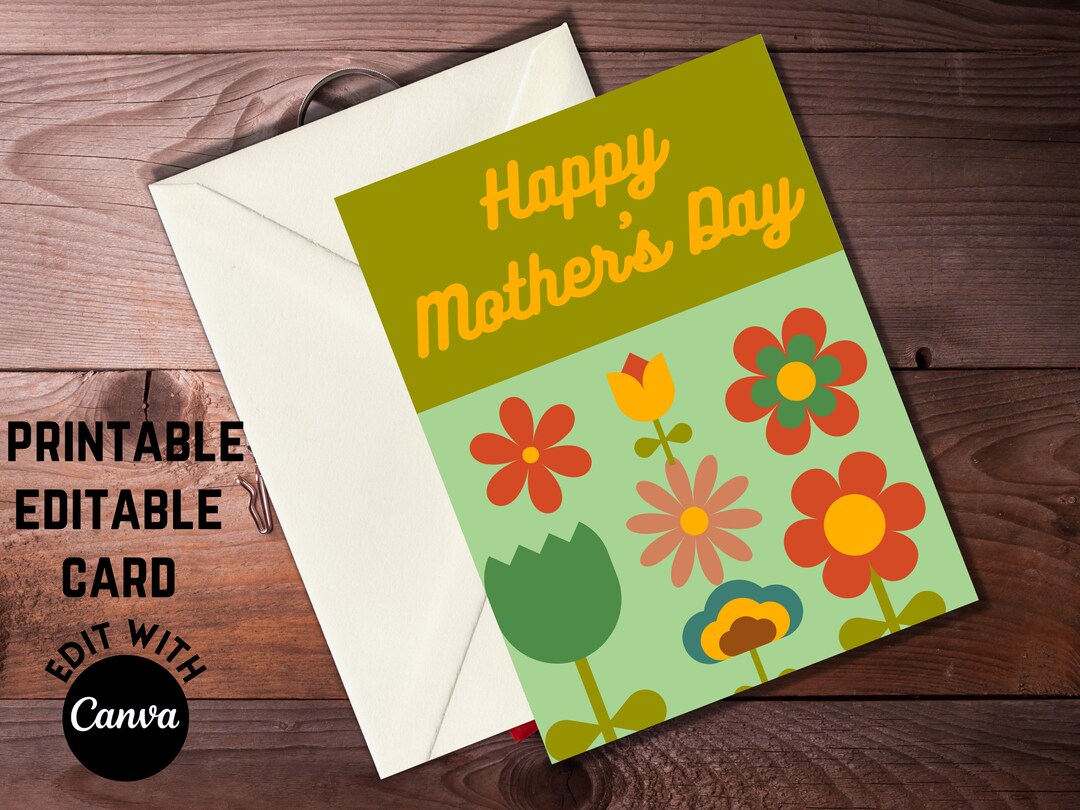 Editable Mother's Day Card, Canva Printable Digital Mother's Day ...