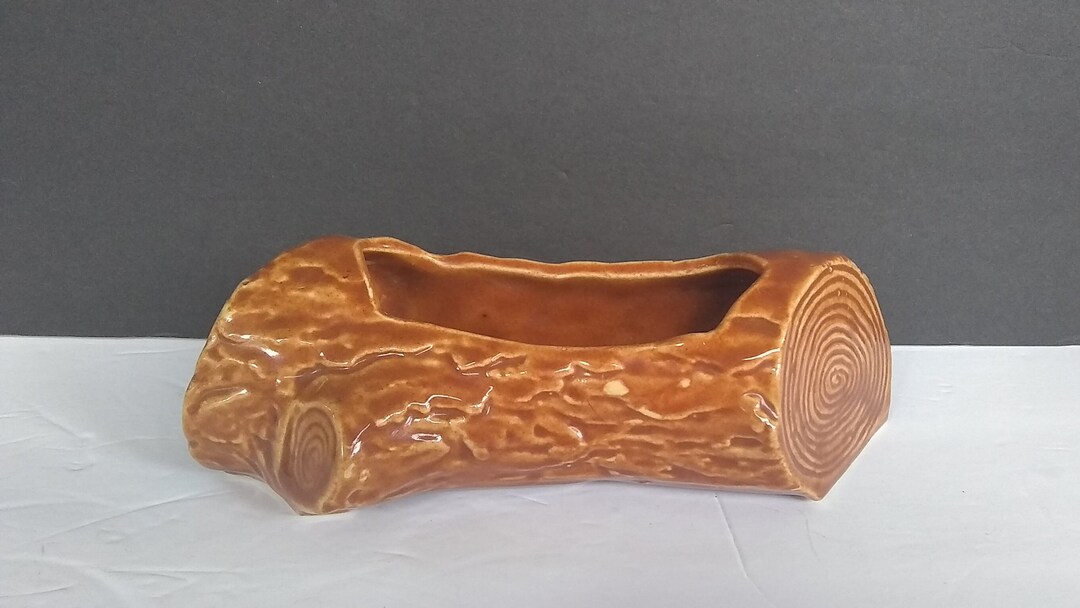 Vintage Log Ceramic Planter Pottery Planter for Succulents Indoor ...