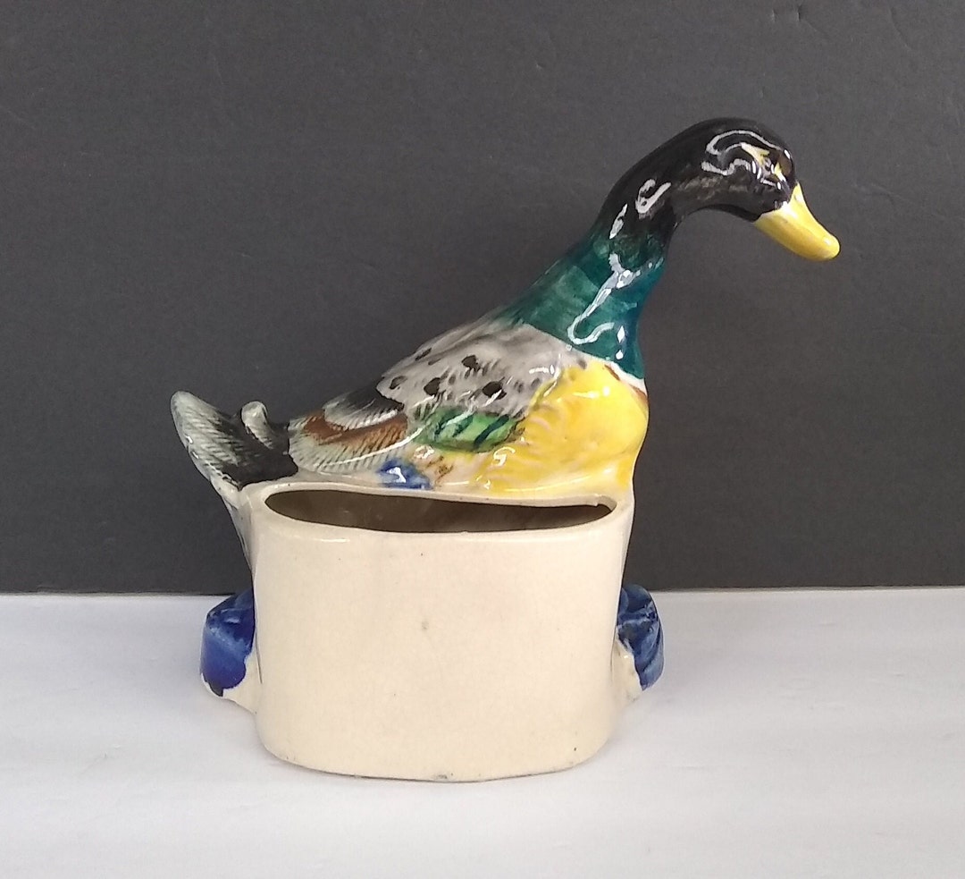 Vintage Japan Mallard Duck With Side Planter Glazed Duck Pottery ...