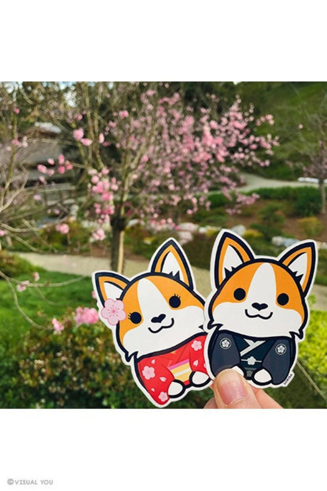 Japanese Kimono Corgi Inu Sticker Vinyl Sticker, Laptop Sticker ...