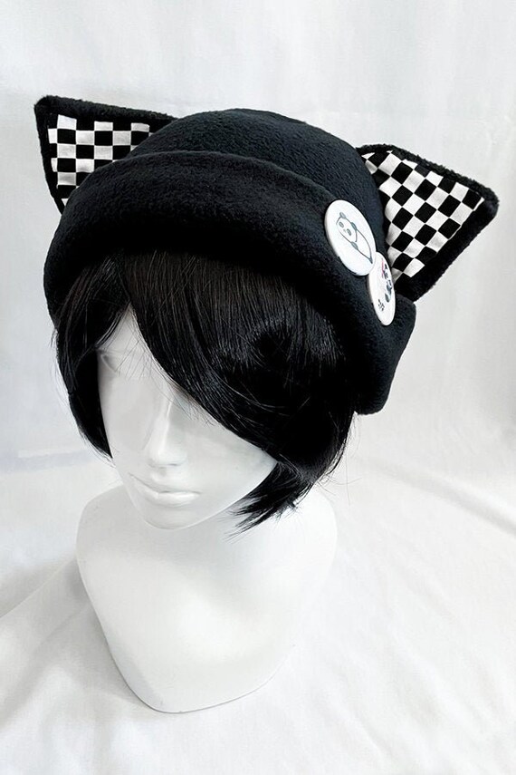 Cat Kitty Fleece Hat Anime Cosplay Checkered Checker Punk - Etsy