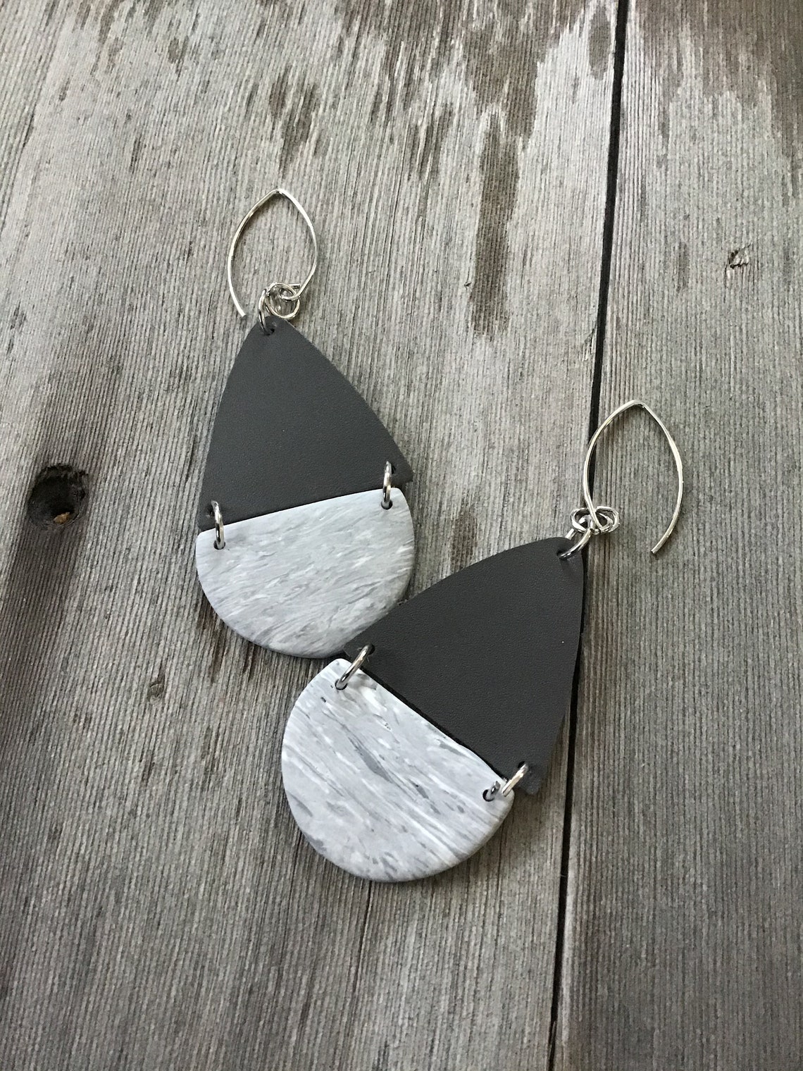 Gray Teardrop Earrings Trendy Earrings Modern Earrings Gray | Etsy