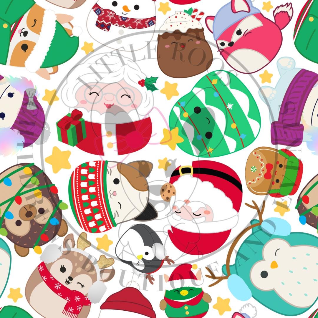 Christmas Squishmallow Seamless Pattern File Design - Mash up - PNG ...
