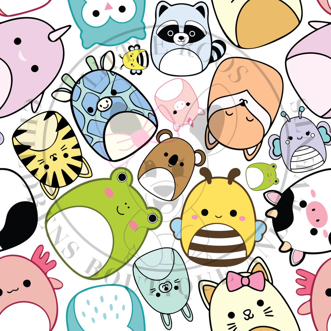 Squishmallow Seamless Pattern File Design - Colorful Mash up ...