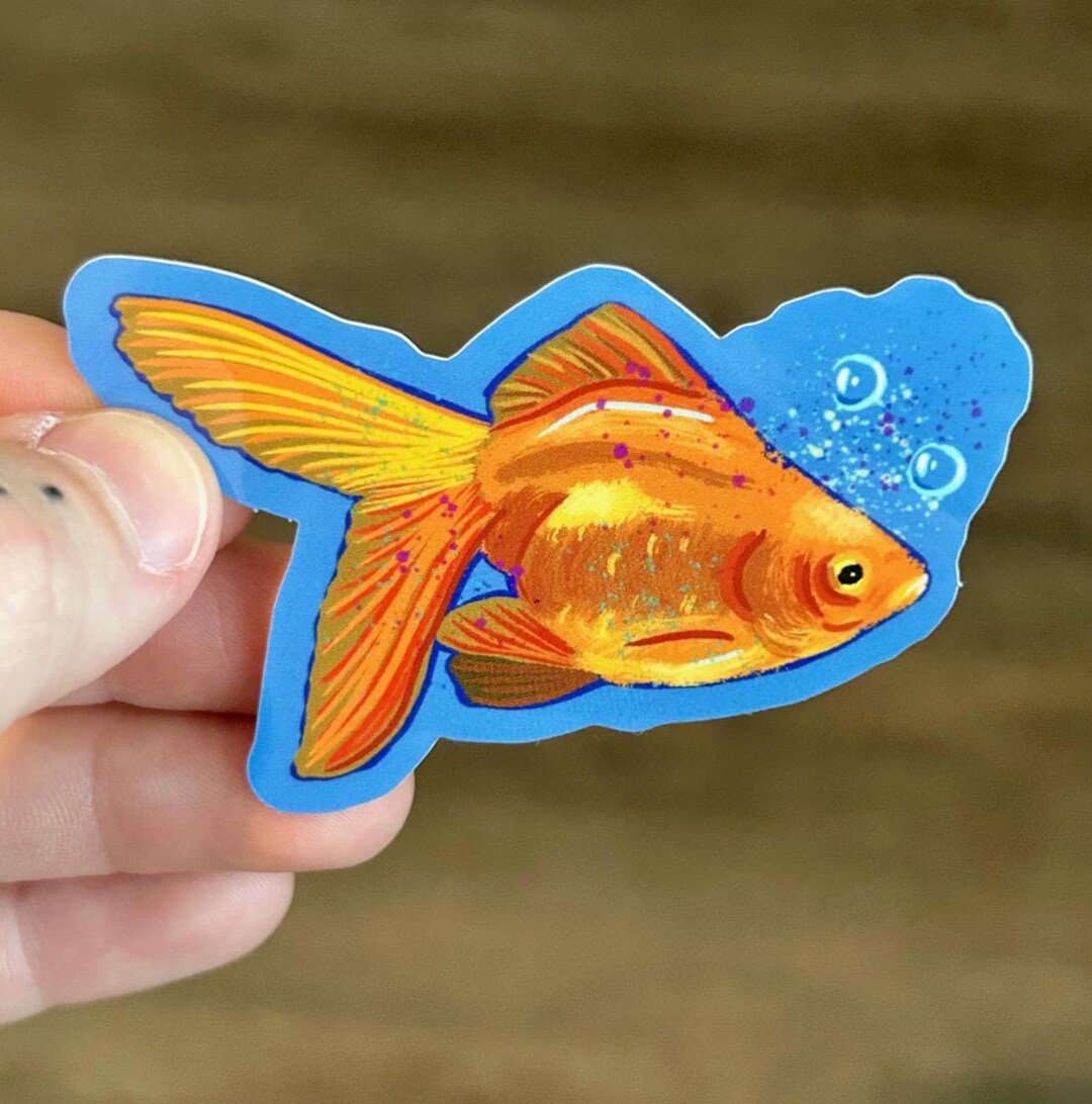 Goldfish Sticker | Vinyl Sticker | Fun Gifts | Fish Sticker| Water ...