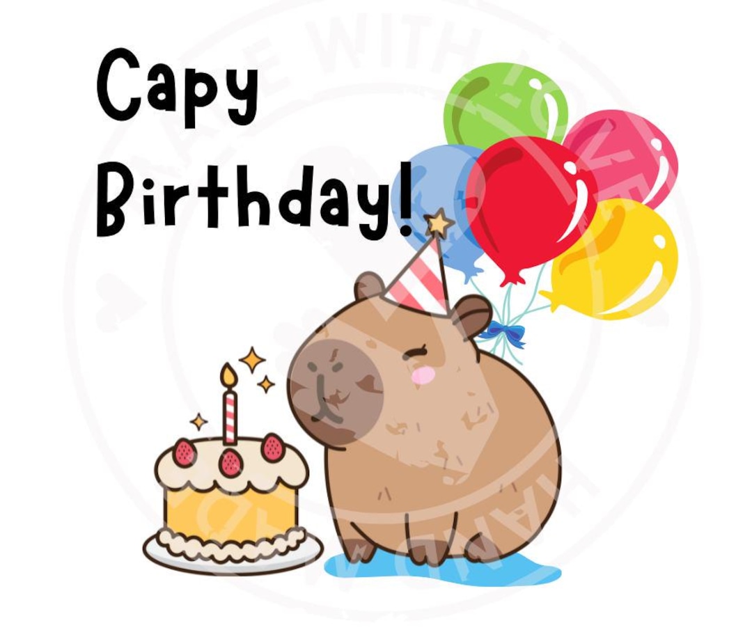 Capybara Capy Birthday Image Download PNG - Etsy