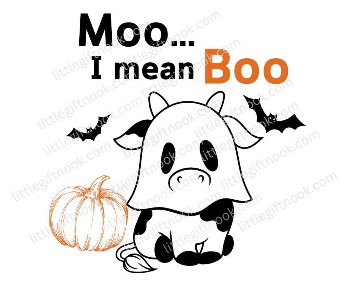 Moo Boo Cow Ghost Halloween PNG Image Download - Etsy
