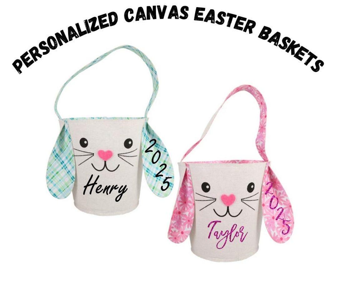Canvas Personalized Bunny Easter Baskets - Etsy