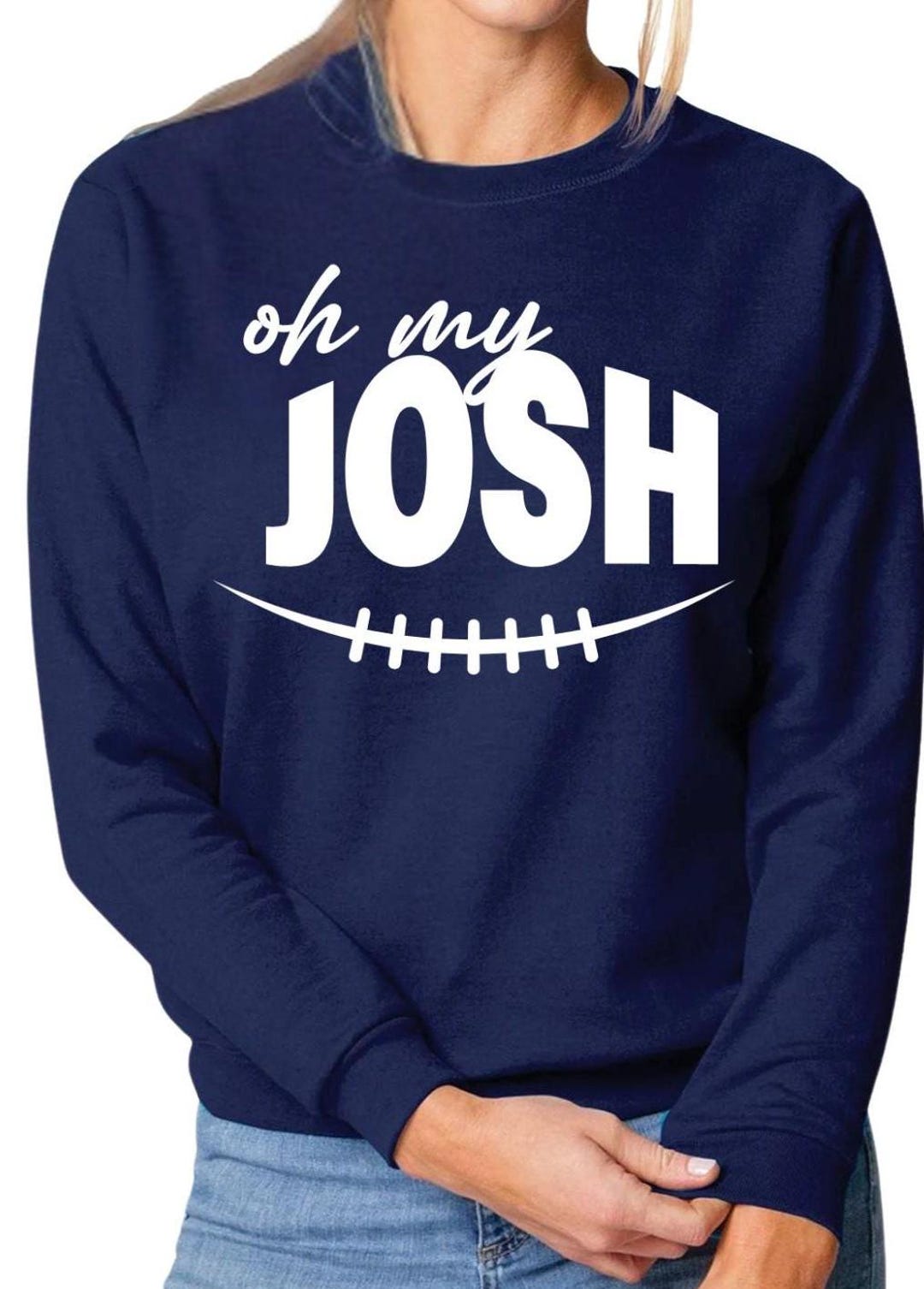 Oh My Josh Navy White Crewneck Unisex Fleece Lined Sweatshirt - Etsy