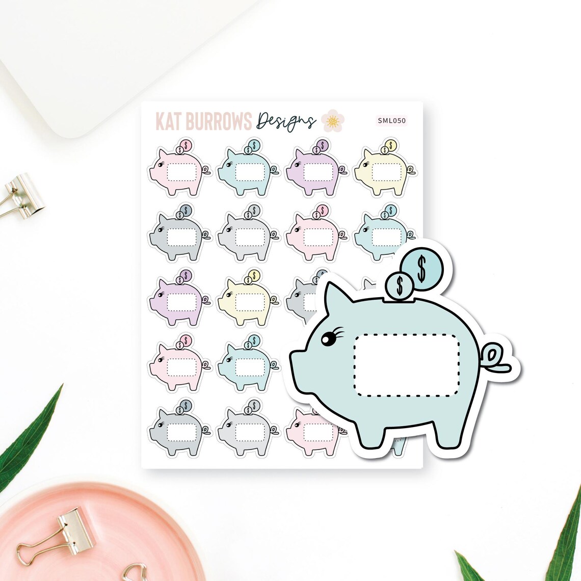 Savings Stickers, Savings Tracker Planner Stickers, Piggy Bank Stickers ...