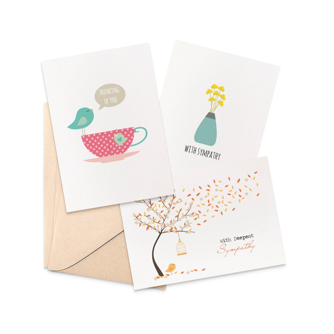 Sympathy Card Pack, Set of 3 Cards, Bereavement Cards, Thinking of You ...