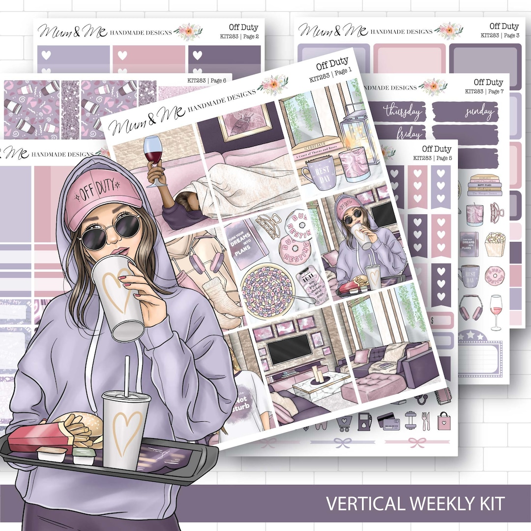 Planner Sticker Kit off Duty, off Duty Selfcare Stickers, Erin Condren ...