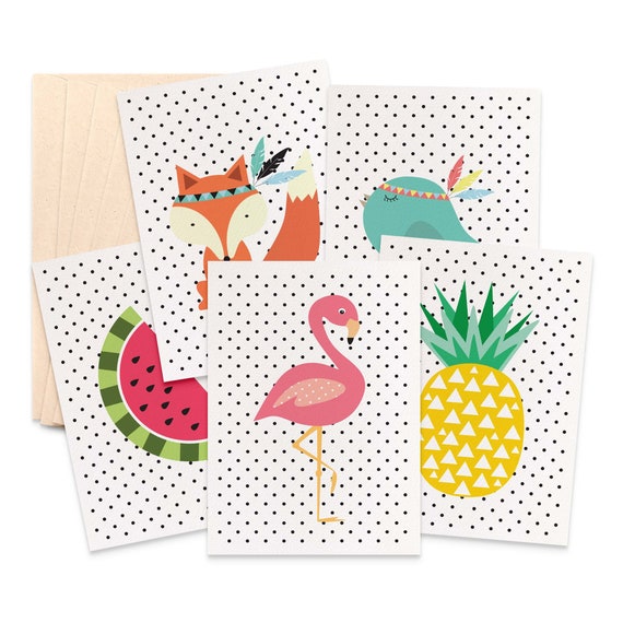 Blank Card Pack Set of 5 Cards Blank Card Set Flamingo | Etsy