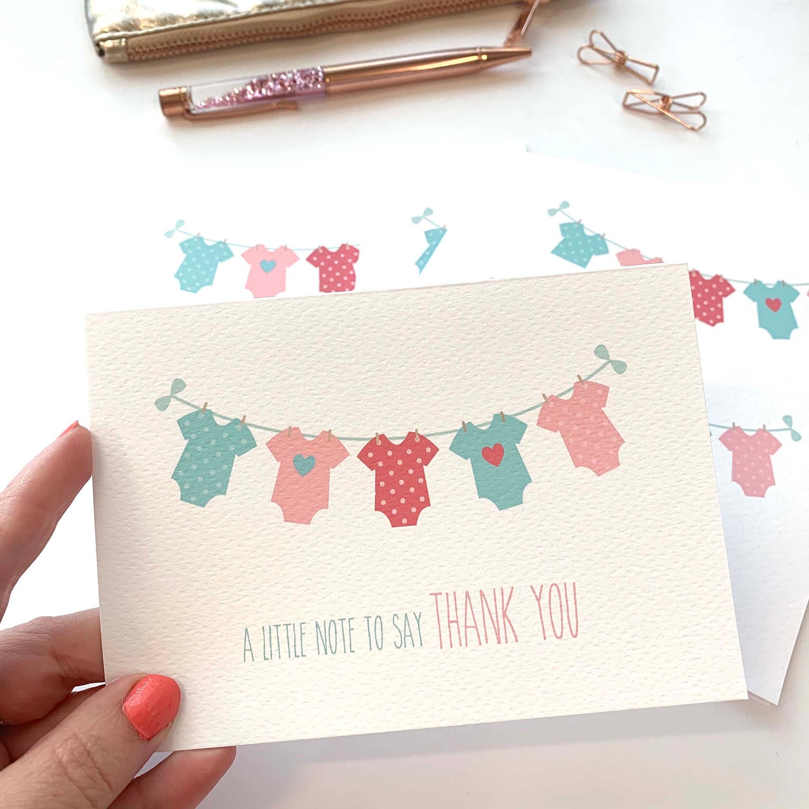 Thank You Card Pack Baby Girl Thank You Cards Set of 5 - Etsy