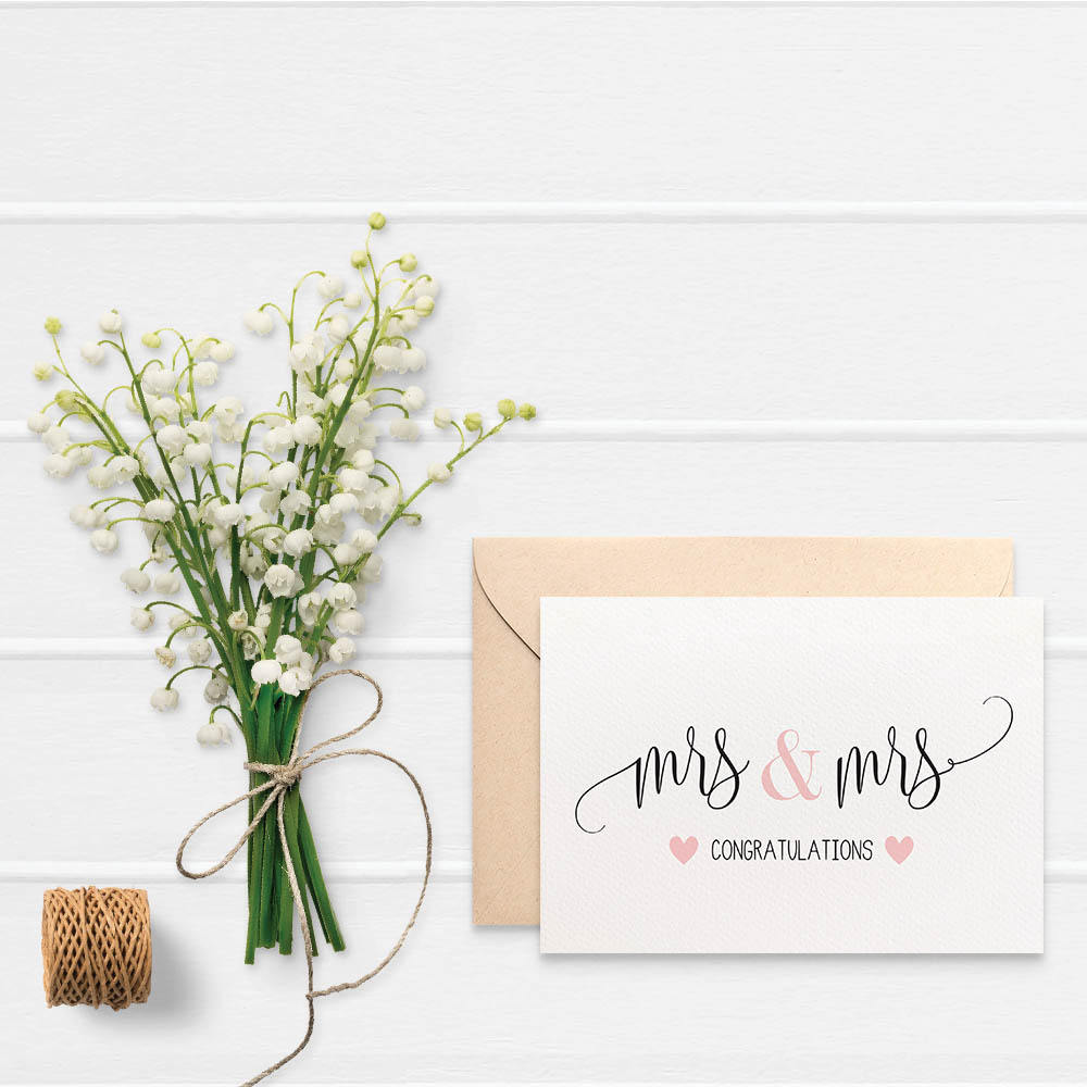 Mrs And Mrs Wedding Card Lesbian Card Gay Wedding Card Etsy