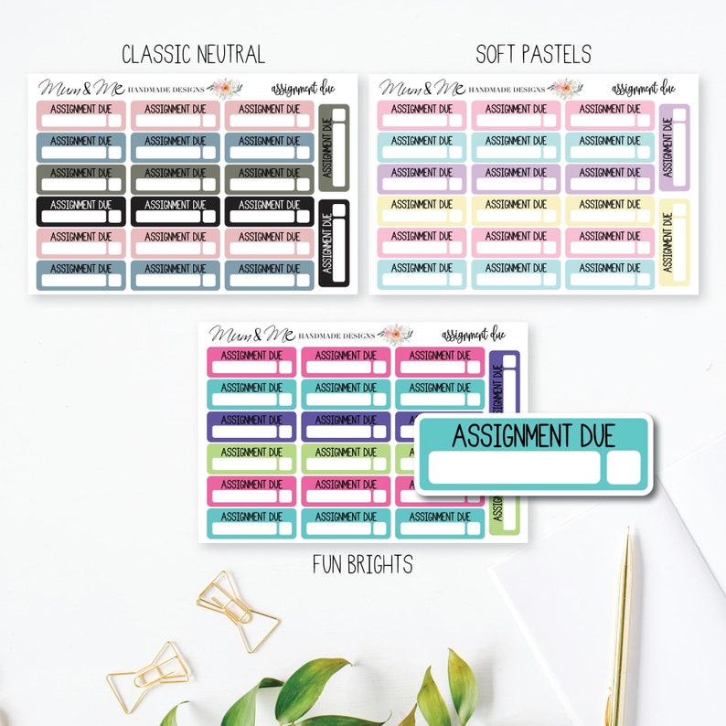 Assignment Due Planner Stickers Assignment Stickers | Etsy