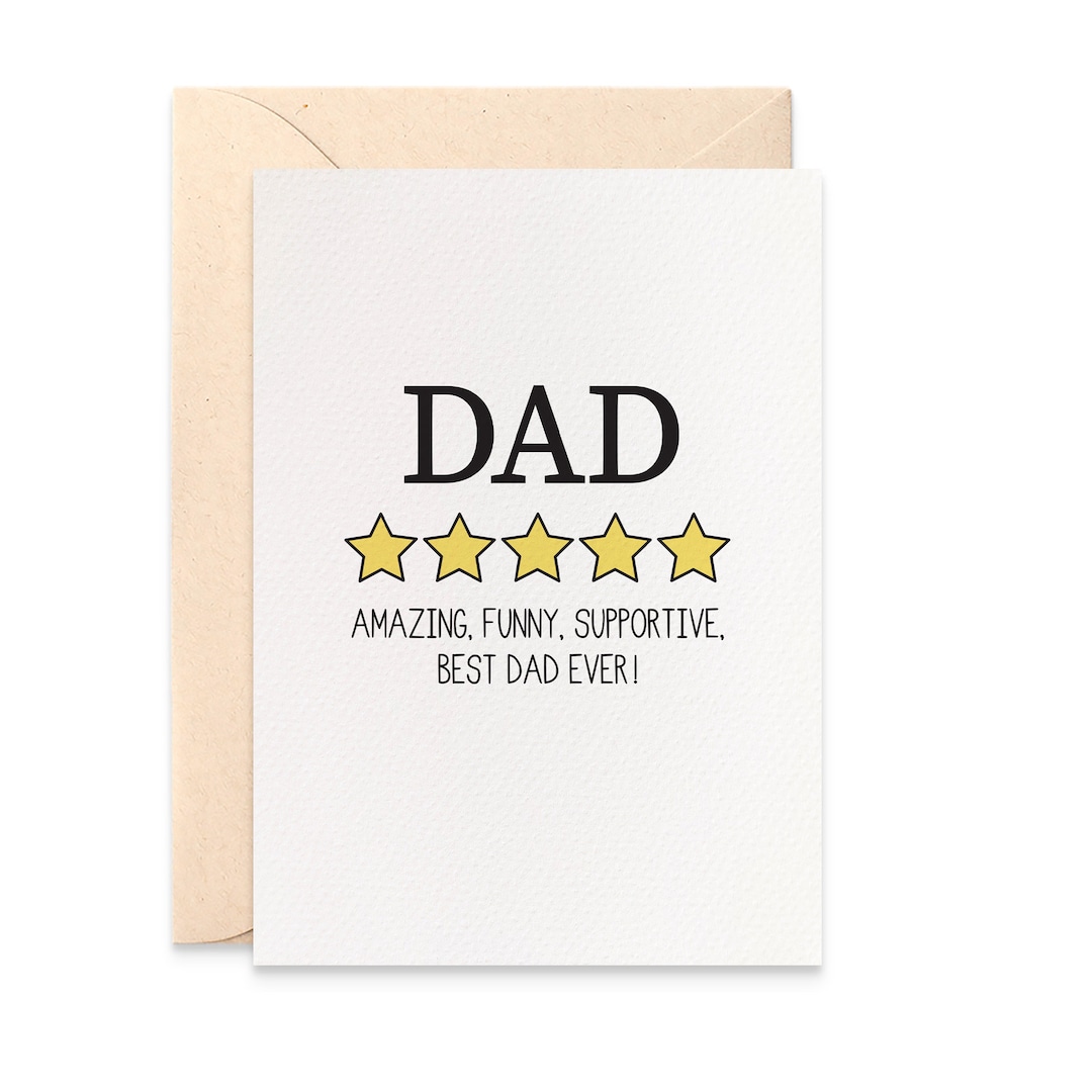 Happy Father's Day Card, 5 Star Rating Review Card for Dad, Birthday ...