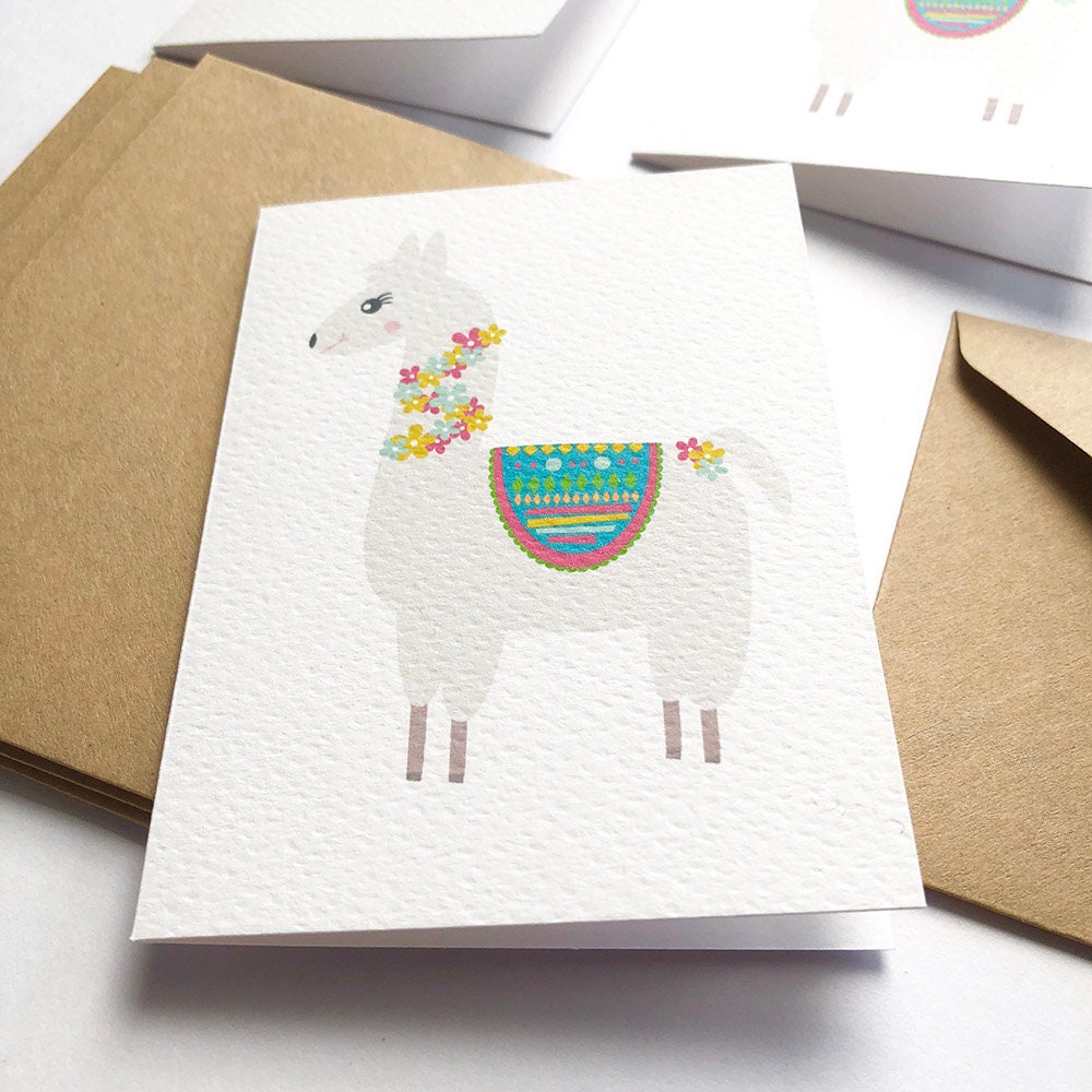 Llama Mini Gift Card Pack + Mini Envelopes | Llama Cards | Set of 4 ...