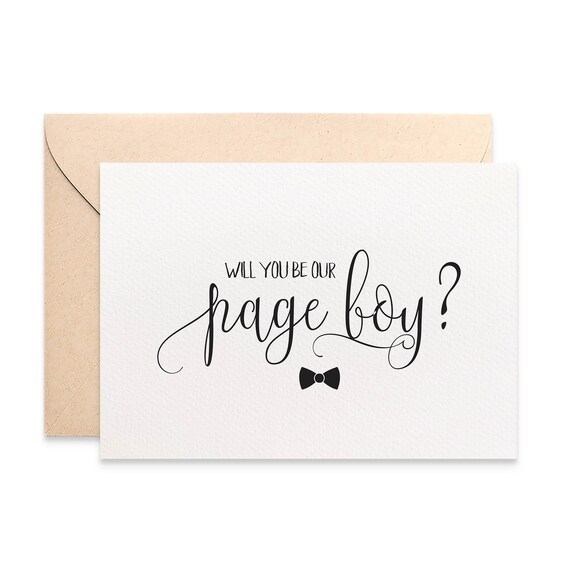 Will You Be My Page Boy Card Wedding Card Script Font Bow | Etsy Australia