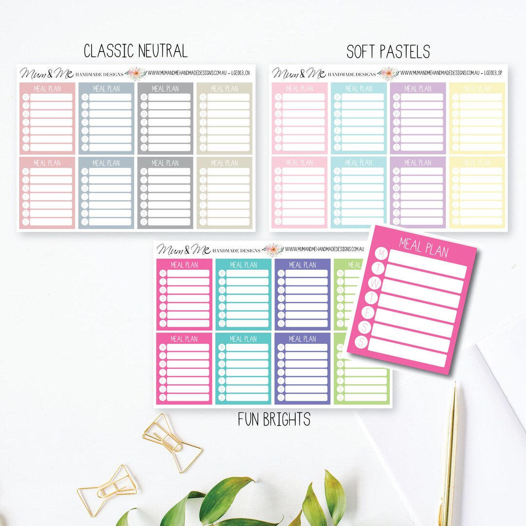Meal Plan Stickers, Meal Plan Planner Stickers, Meal Tracker, Erin ...