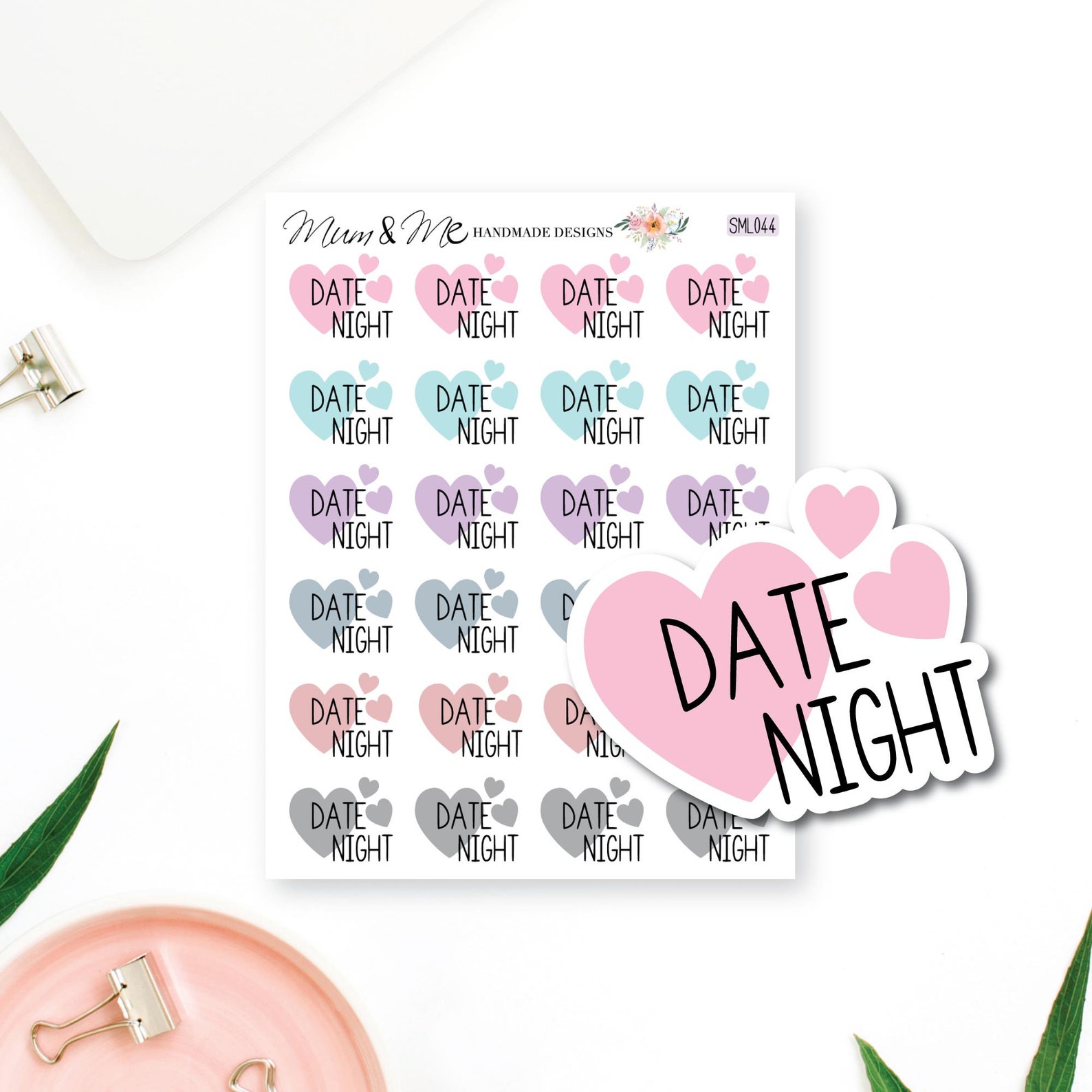 Date Night Planner Stickers Love Hearts Date Night Stickers | Etsy