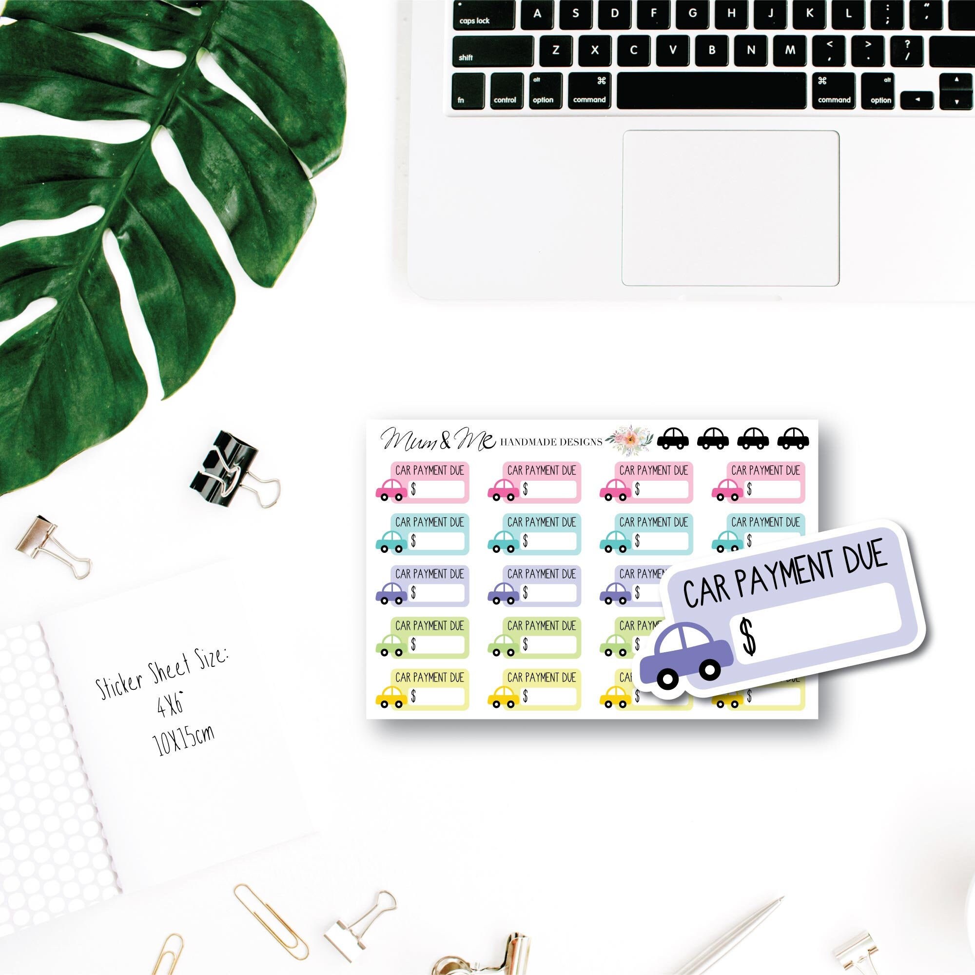 Car Payment Planner Stickers Car Stickers Payment Stickers | Etsy