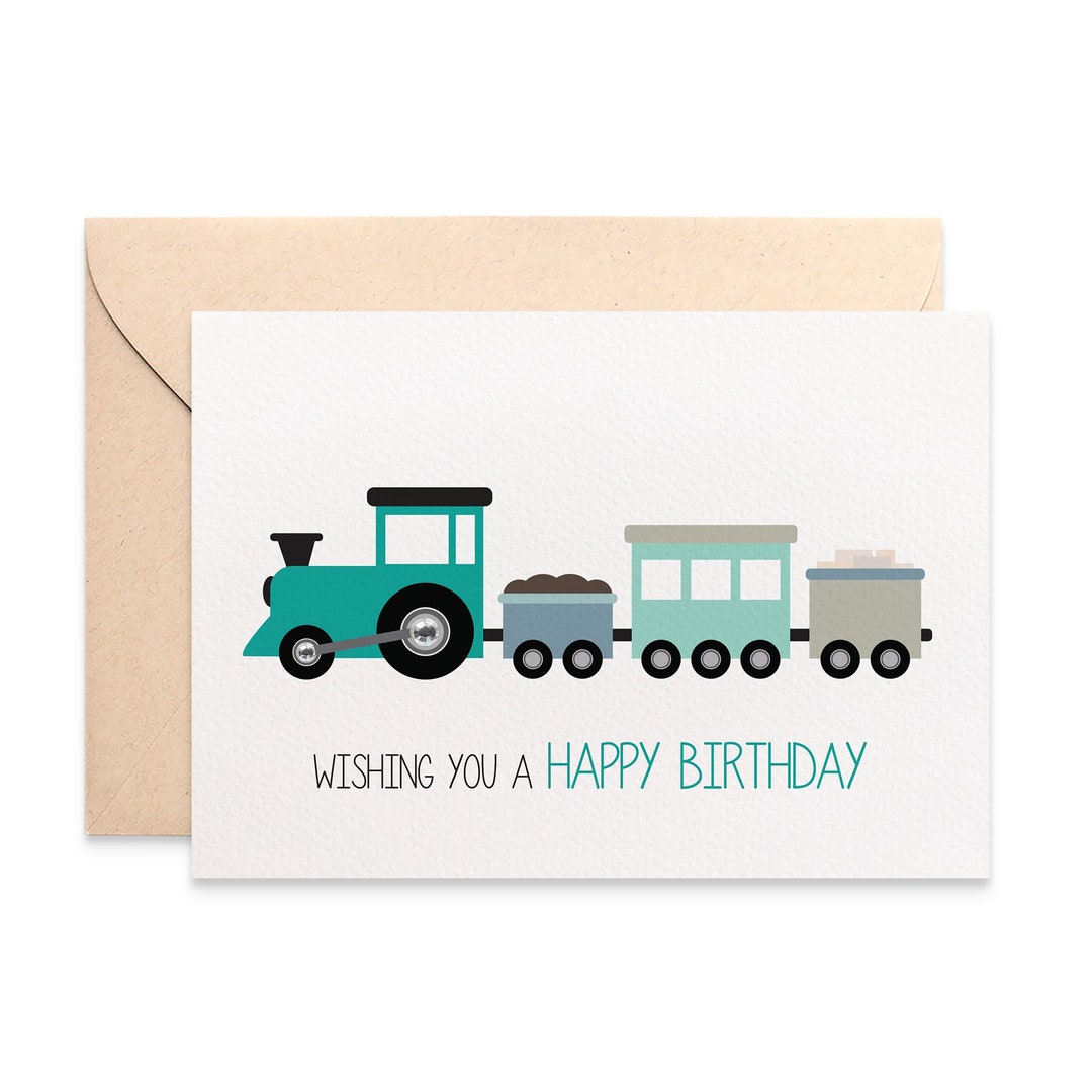Train Birthday Card Boy, Kids Birthday Card, Birthday Card Train, Cards ...