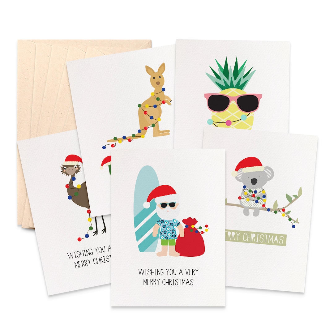 Australian Christmas Card Pack Aussie Christmas Cards Set of - Etsy ...