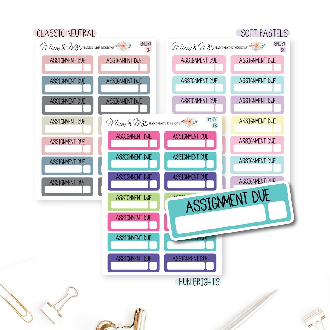 Assignment Due Planner Stickers, Assignment Stickers, Assignment ...