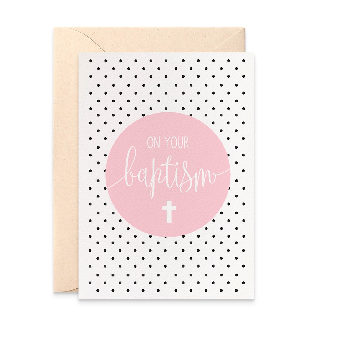 Girls Baptism Card, Pink Baptism Card, Cross Card, Baptism Card for ...