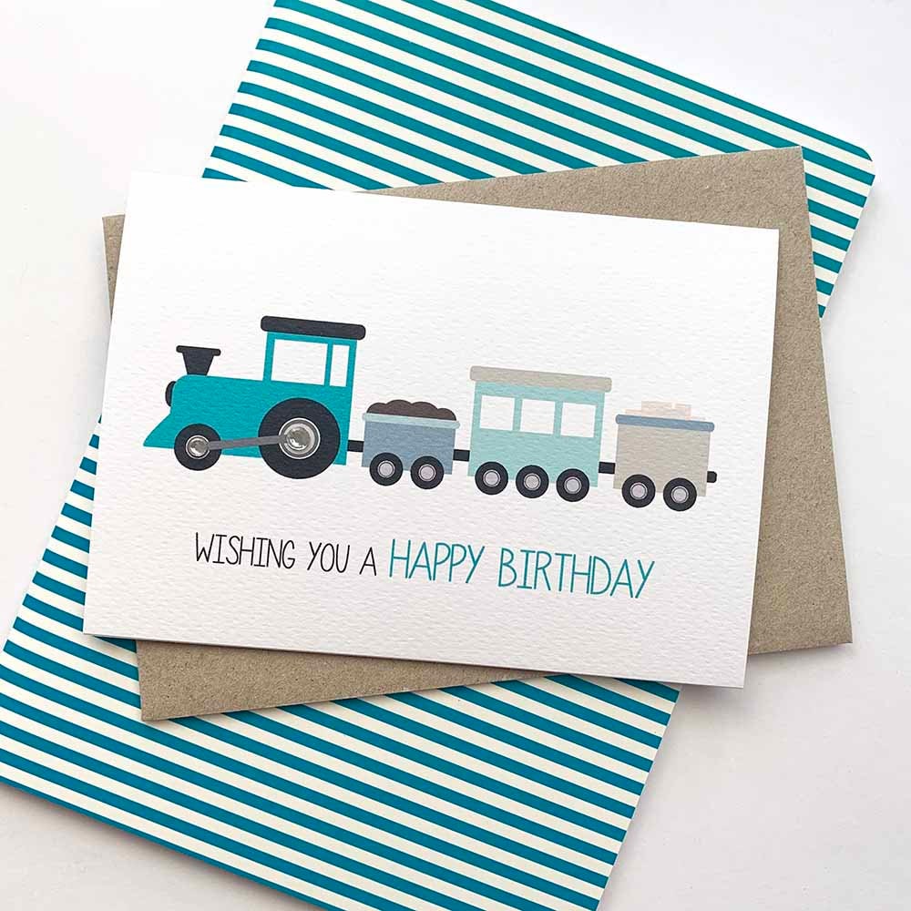 Train Birthday Card Boy Kids Birthday Card Birthday Card - Etsy