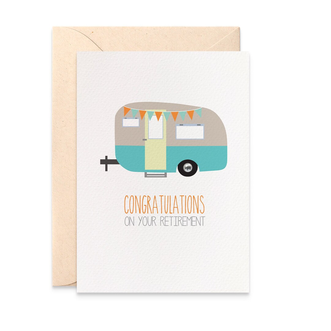 Retirement Card, Work Retirement Cards, Caravan Camper Retirement With ...