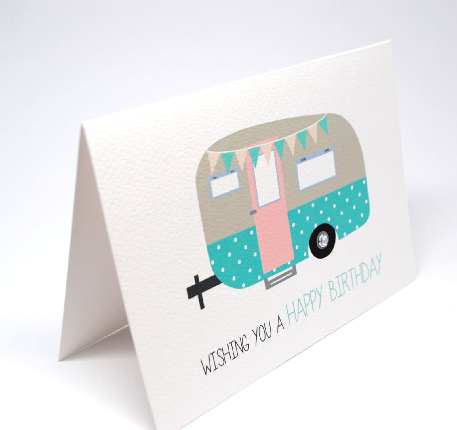Birthday Card for Her Caravan Vintage Caravan With Bunting - Etsy