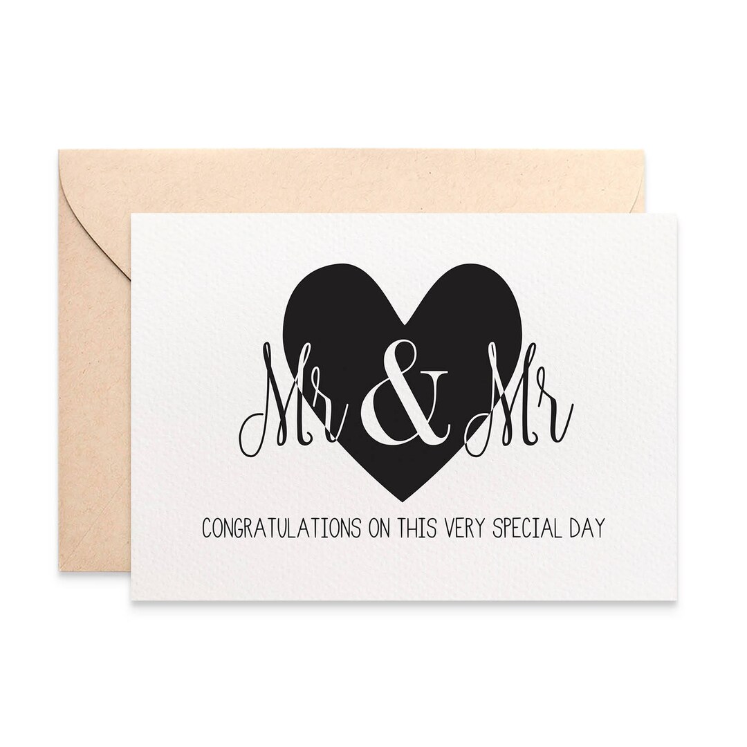 Mr and Mr Wedding Card, Wedding Day Card, Gay Wedding Card, Gay Couple ...