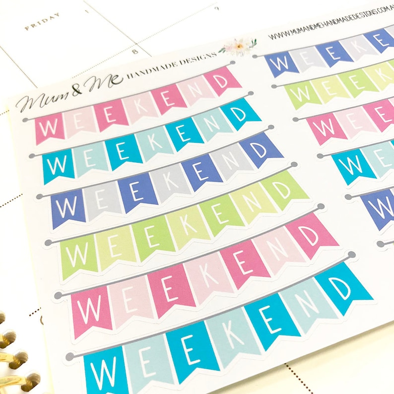 Weekend Banner Planner Stickers Weekend Banner Stickers Erin - Etsy