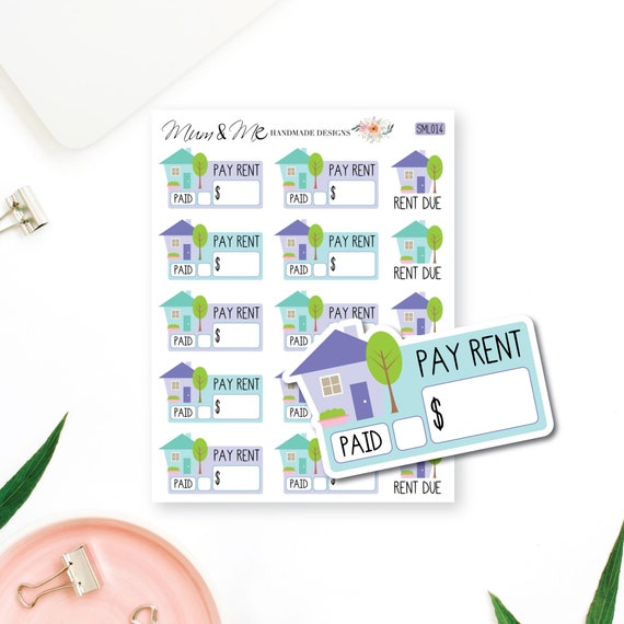 Pay Rent Planner Stickers Rent Stickers Rent Reminder | Etsy