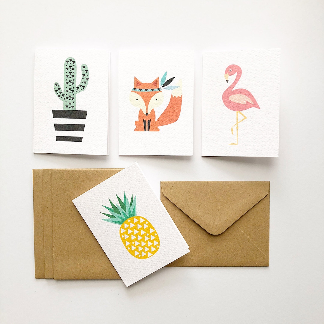 Mini Gift Card Pack and Envelopes, Assorted Blank Cards, Pineapple Card ...