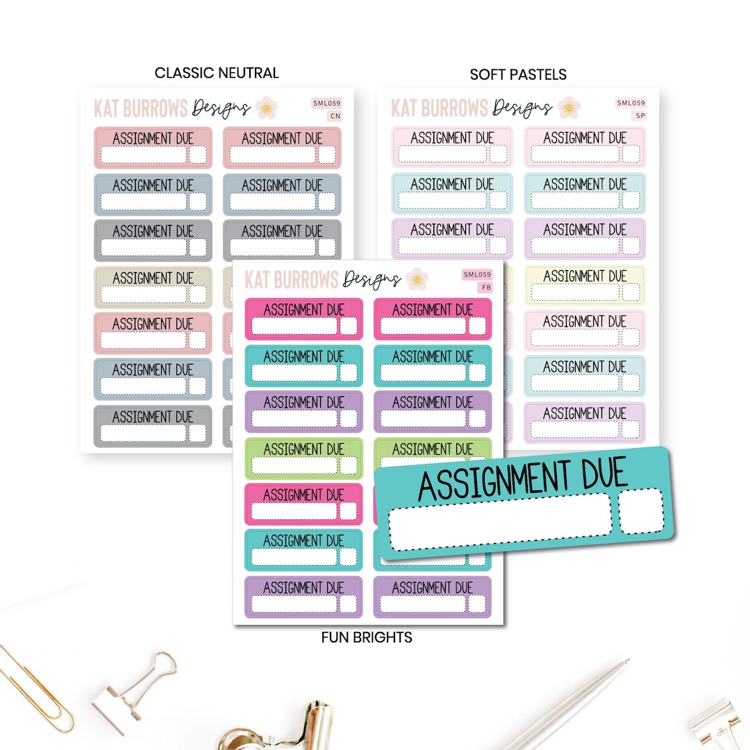 Assignment Due Planner Stickers, Assignment Stickers, Assignment ...