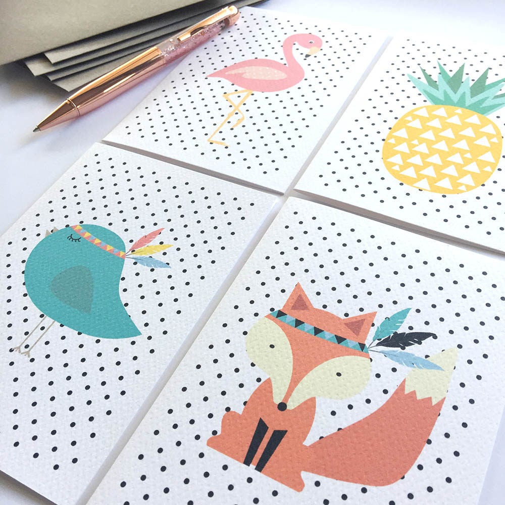 Blank Card Pack Set of 5 Cards Blank Card Set Flamingo | Etsy