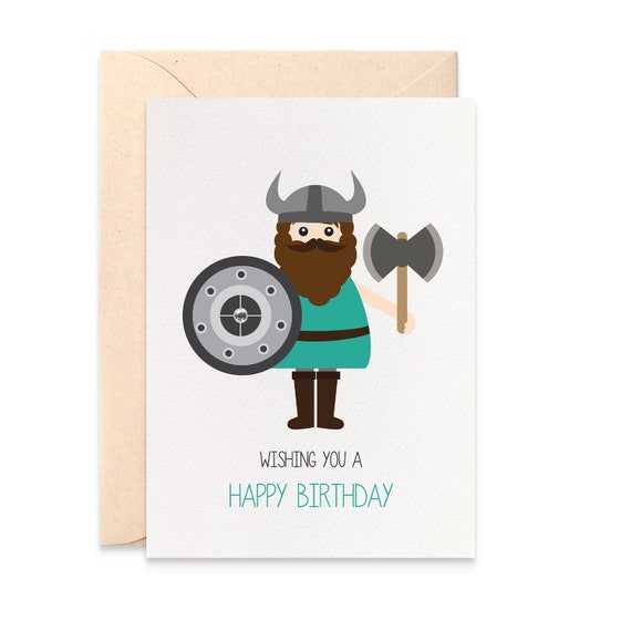 Birthday Card Boy Viking Card Happy Birthday Card Cards for | Etsy