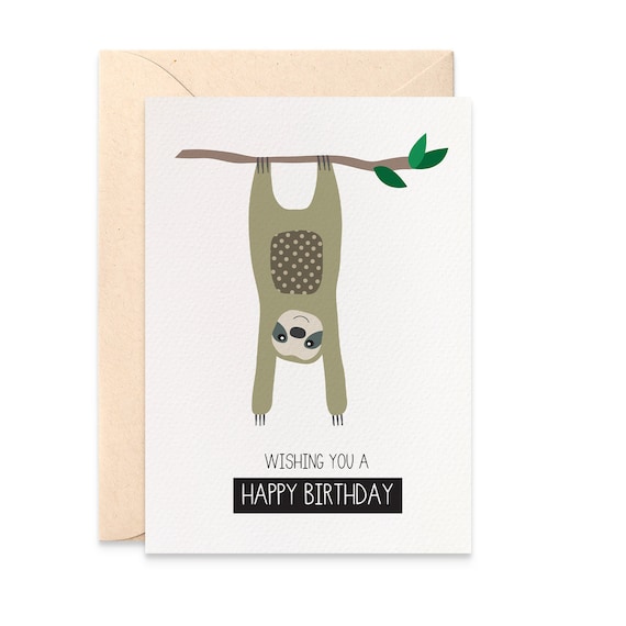 Sloth Birthday Card Girl Sloth Card for Birthday Card for | Etsy