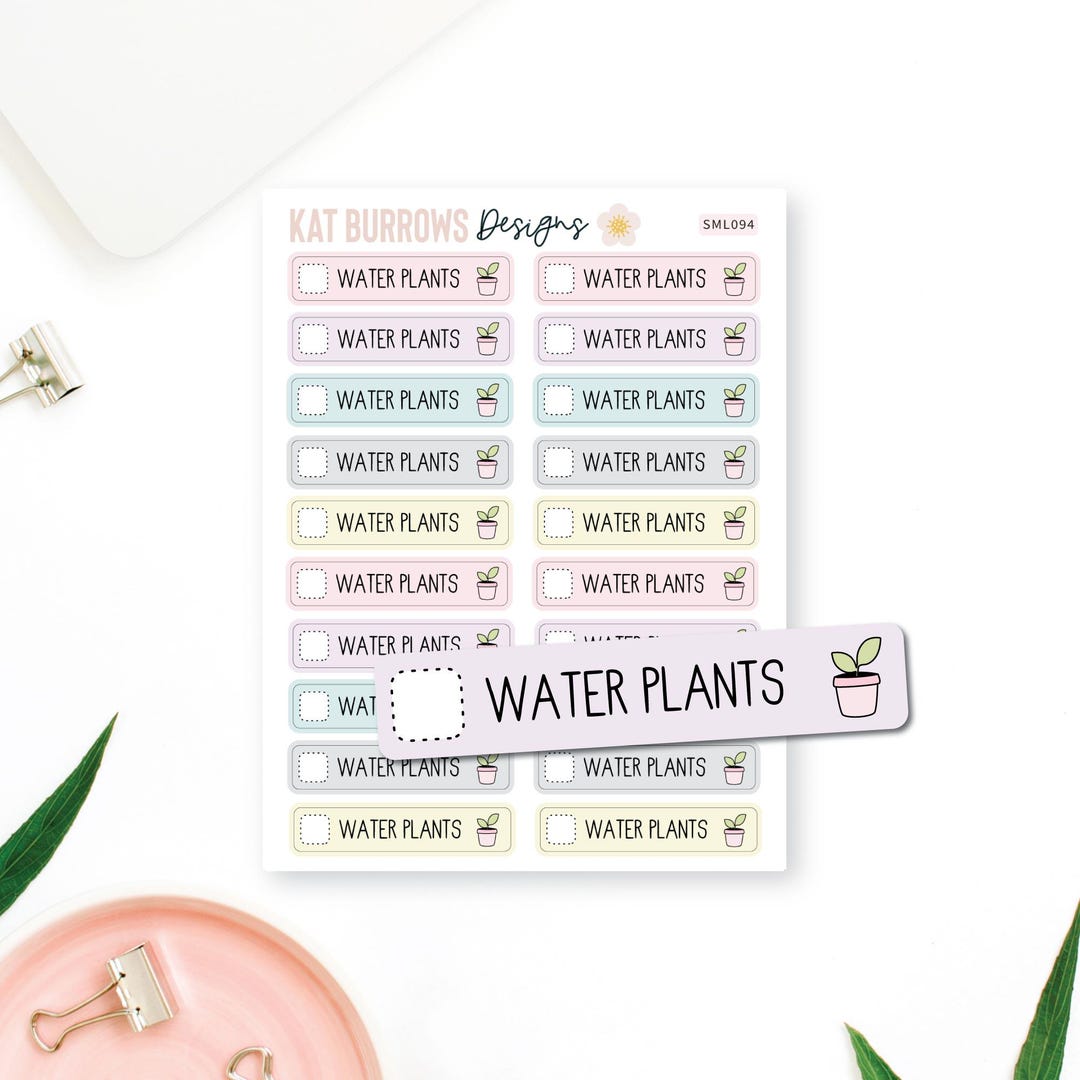 Water Plants Checklist Planner Stickers, Water Plants Stickers, Erin ...