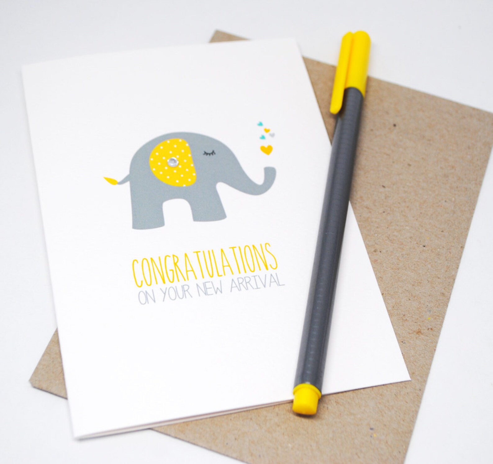 Neutral New Baby Card, Congratulations on Your New Arrival Card, Grey ...