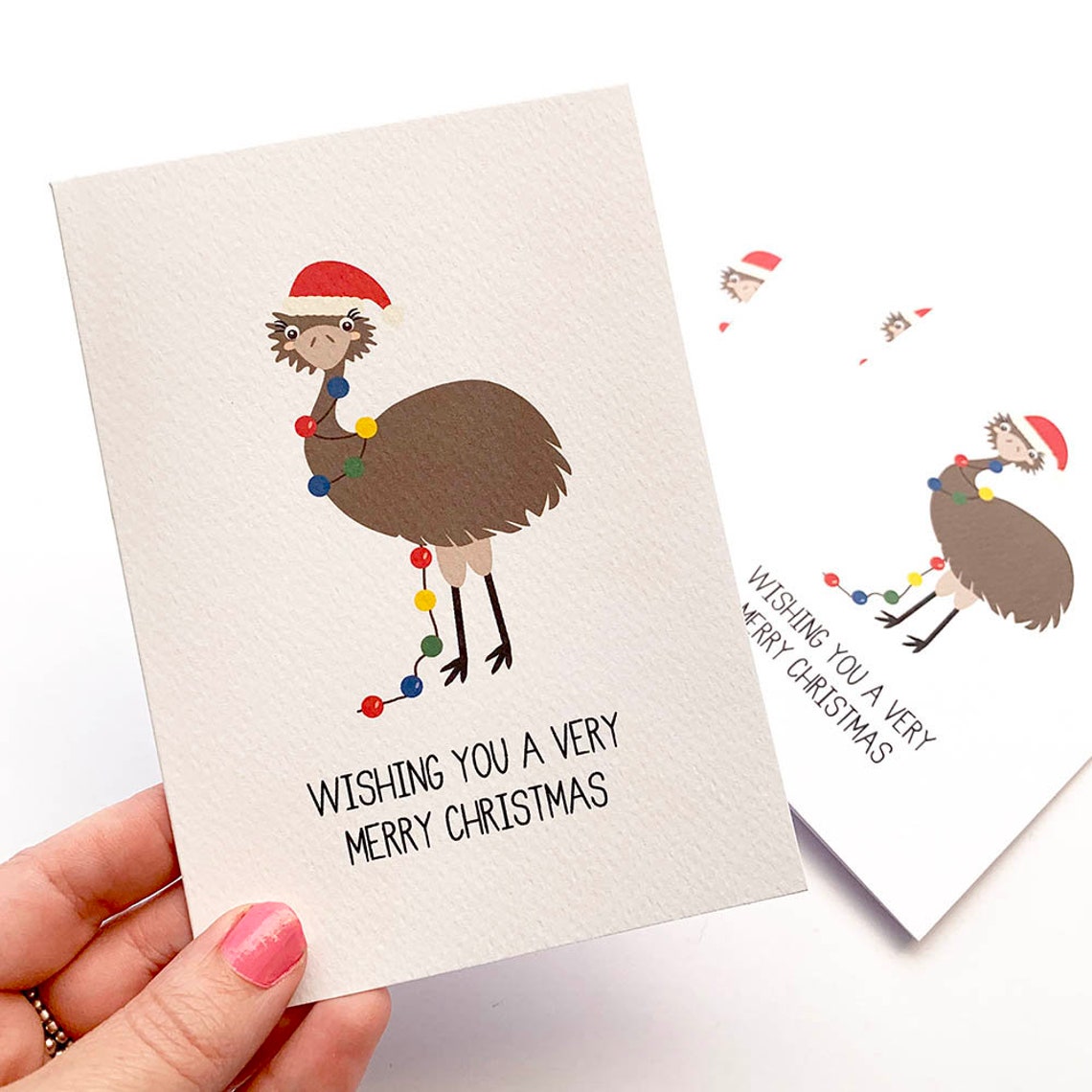 Emu Christmas Card Pack Emu With Christmas Lights Set of 5 - Etsy Australia