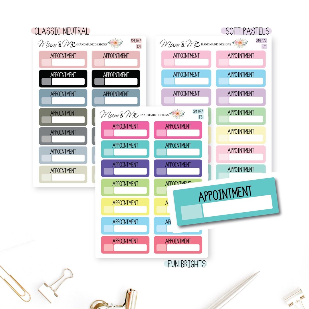 Small Appointment Planner Stickers, Mini Appointment Stickers, Meeting ...