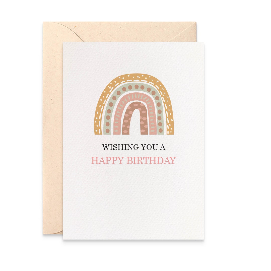 Boho Rainbow Birthday Girl Card, Rainbow Card, Happy Birthday Card ...